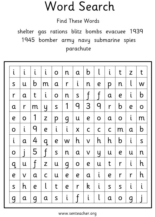 WW2 Word Search – Daventry Museum